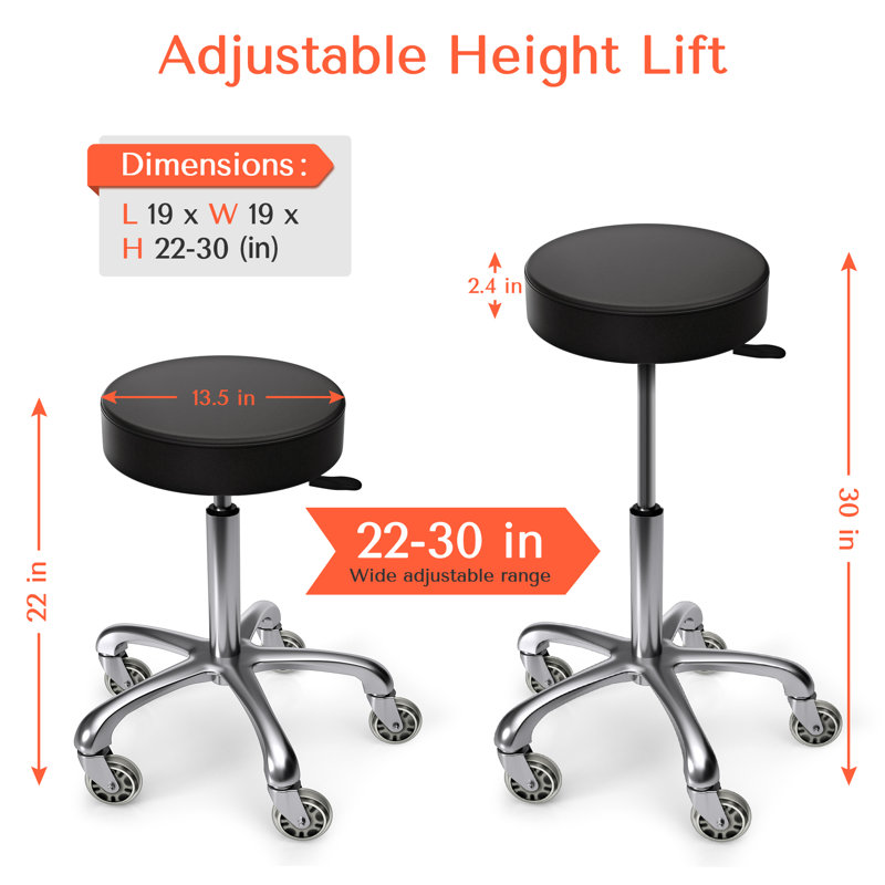 Inbox Zero Adjustable Height Ergonomic Lab Stool with Heavy-Duty Wheels & Reviews | Wayfair